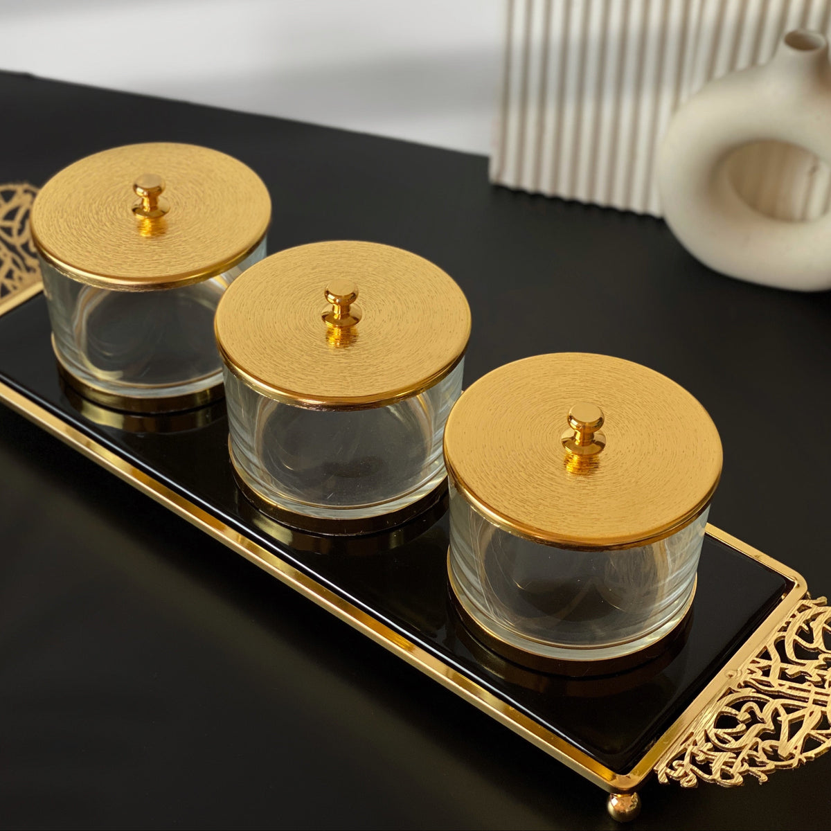 Limited Edition - Snack Serving set (3 Bowls)- Black & Gold – Otantik Home